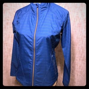Athleta | Jackets & Coats | Athleta Blue Striped Jacket Reflective ...